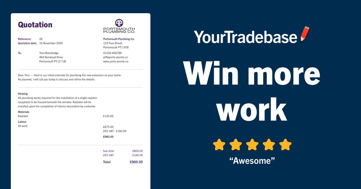 Win more work with YourTradebase